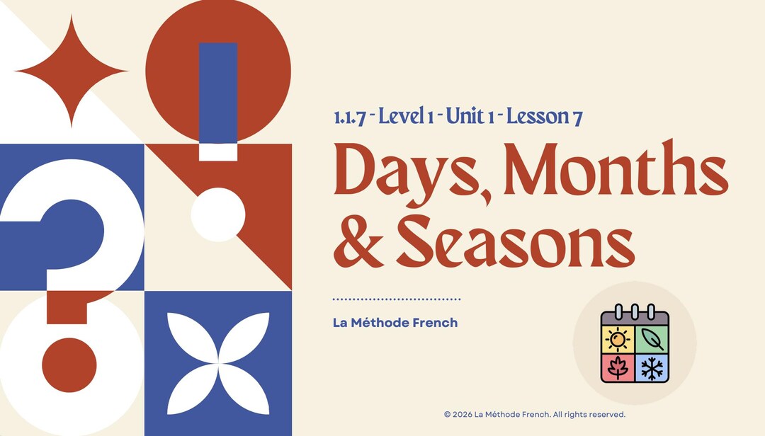 French Days, Months, Seasons Lesson Slides - La Méthode French 1.1.7 ...