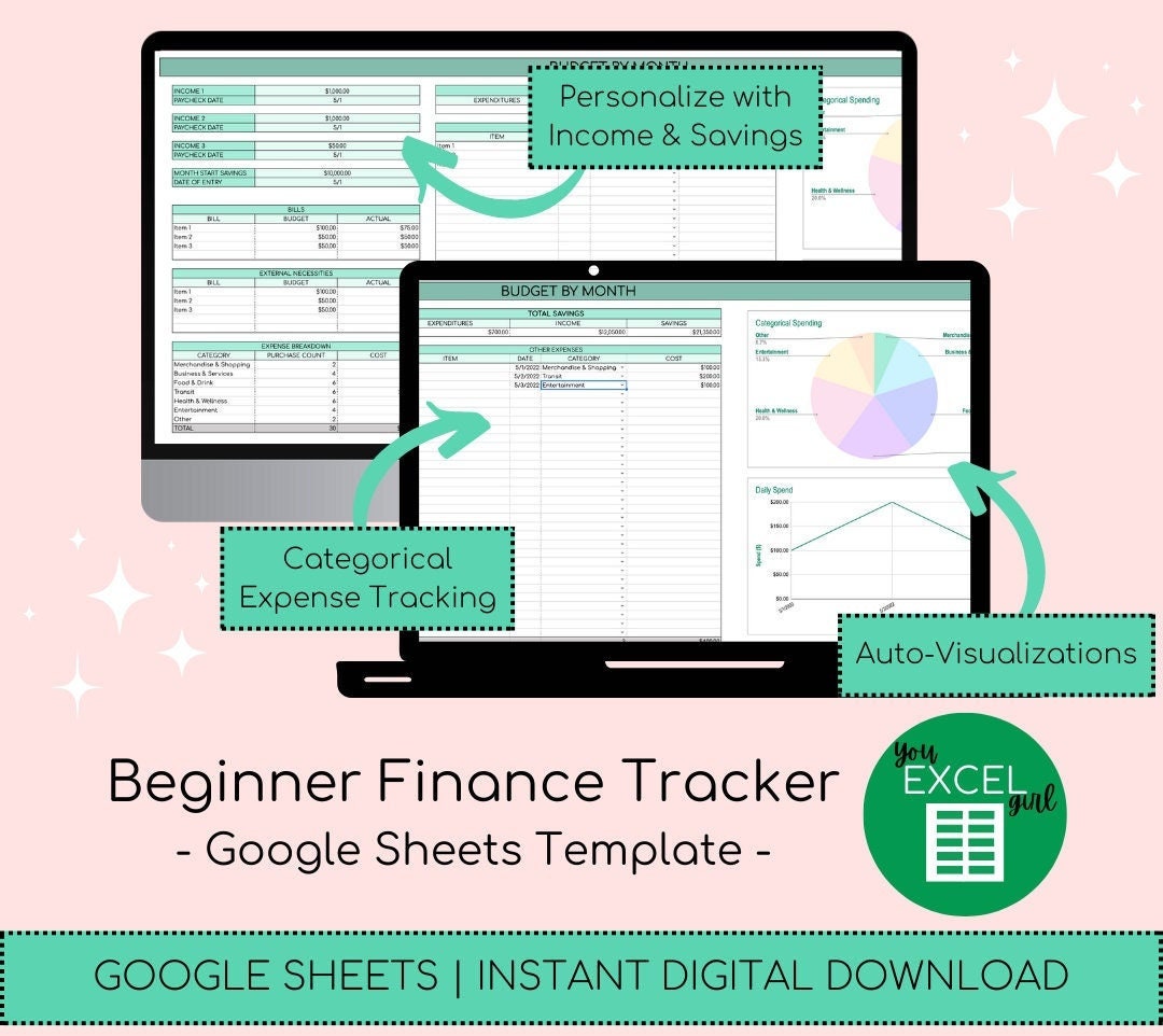 Beginner Finance Tracker Google Sheets Template - Etsy