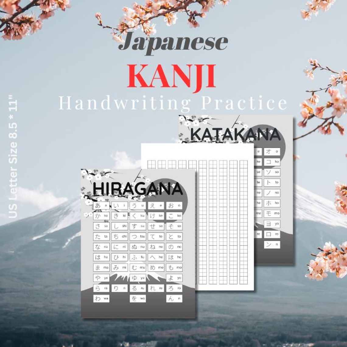 Japanese Kanji Practice Worksheets, Hiragana Katakana Writing ...