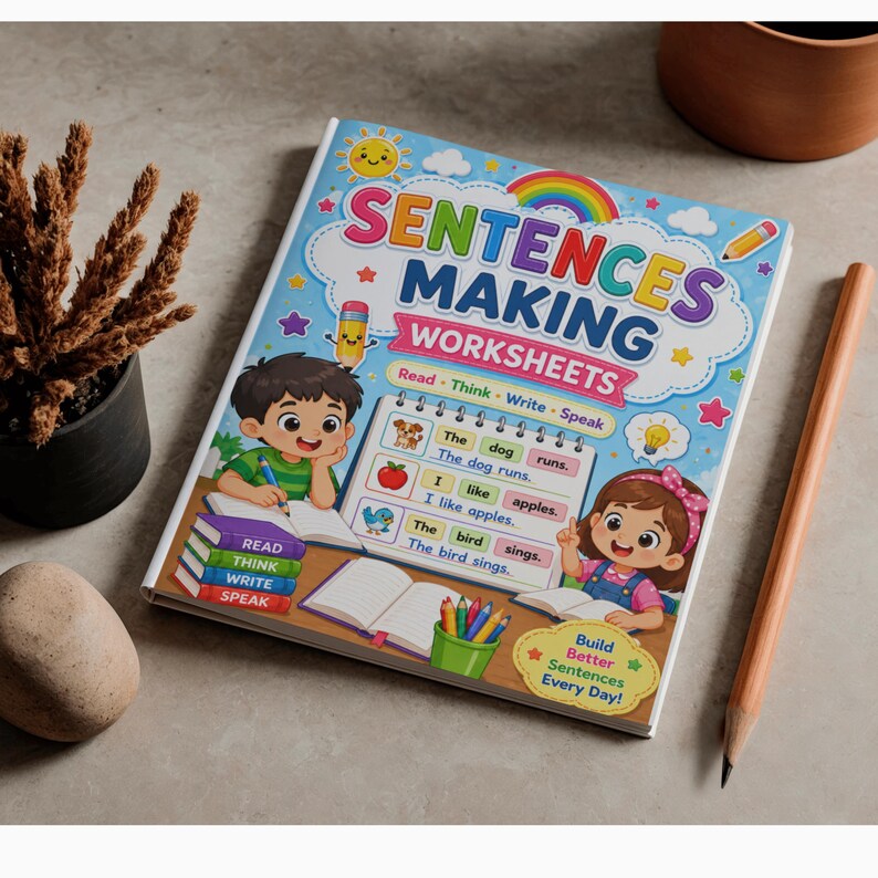 Sentence Making Worksheet for Kids, Printable Grammar Activity Build ...