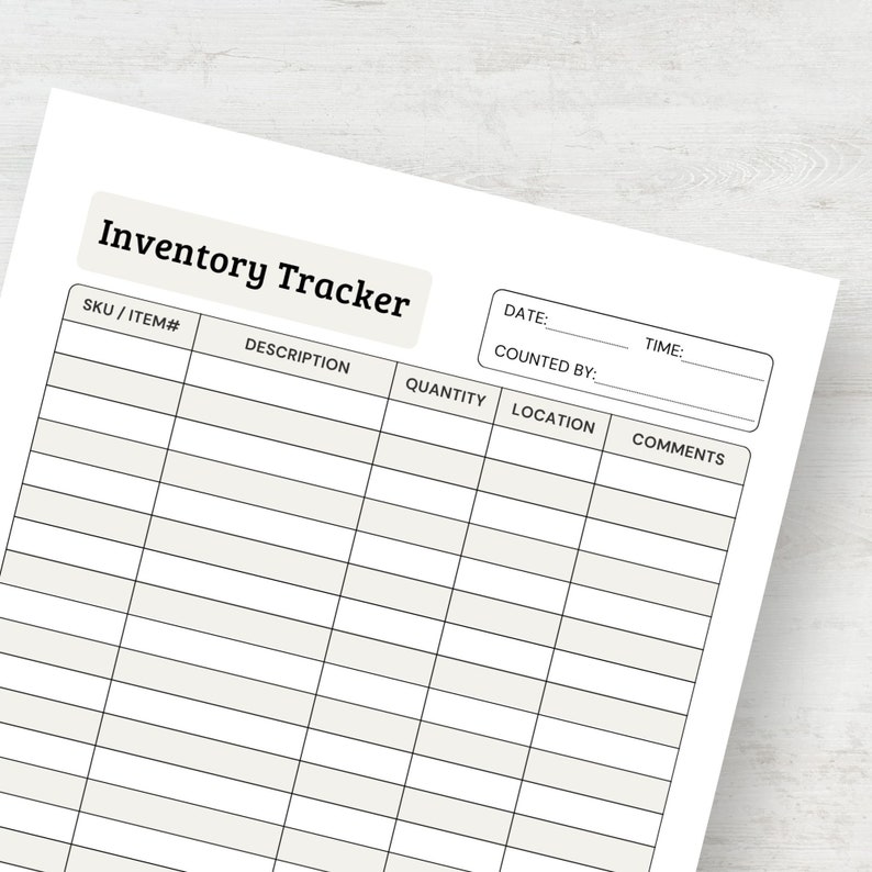 Inventory Template Printable, Product Inventory Spreadsheet Tracker ...