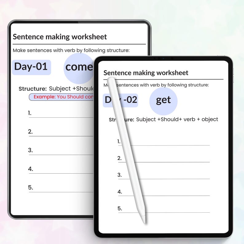Sentence Making Worksheet for Kids, Printable Grammar Activity Build ...