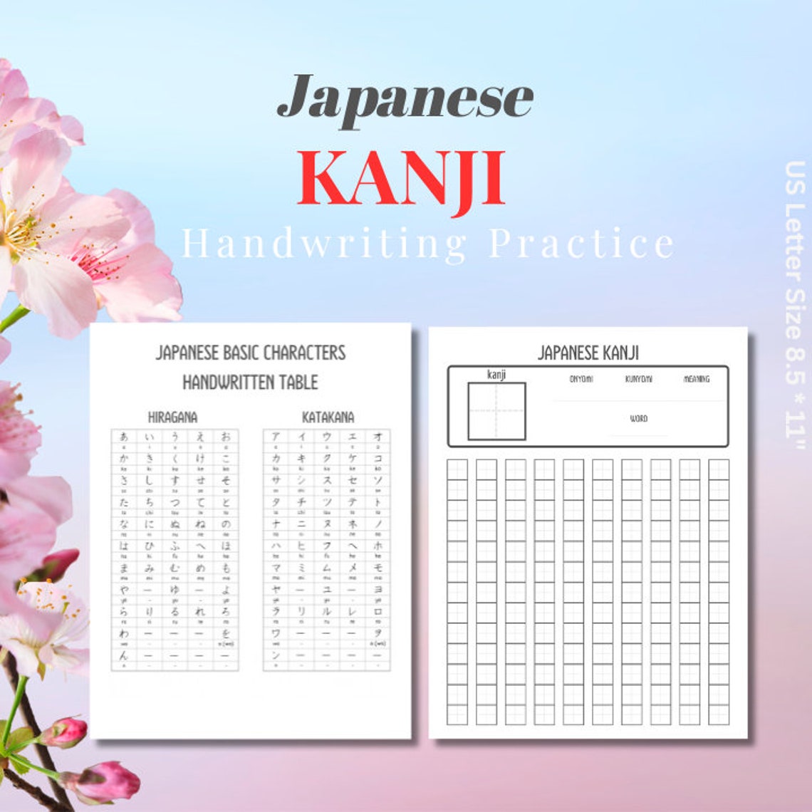 Kanji Handwriting Practice Worksheets, Japanese Characters Table ...
