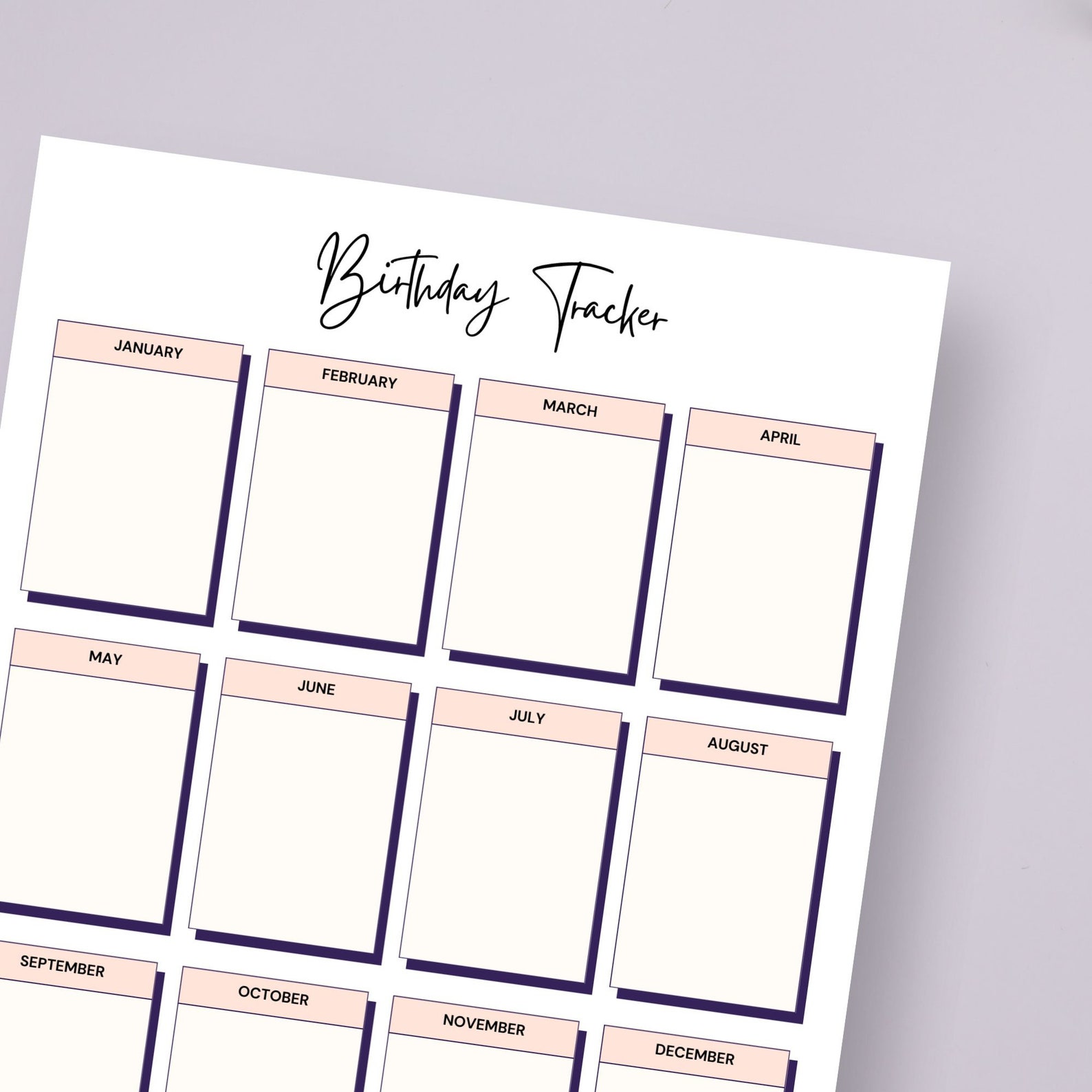 Printable Birthday Tracker Template, PDF Birthday Organizer, Birthday ...