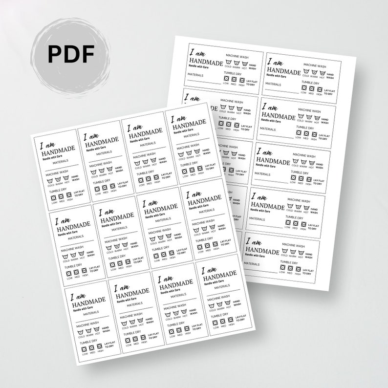 Garment Care Card, Washing Instruction Insert, Clothing Care Guide ...