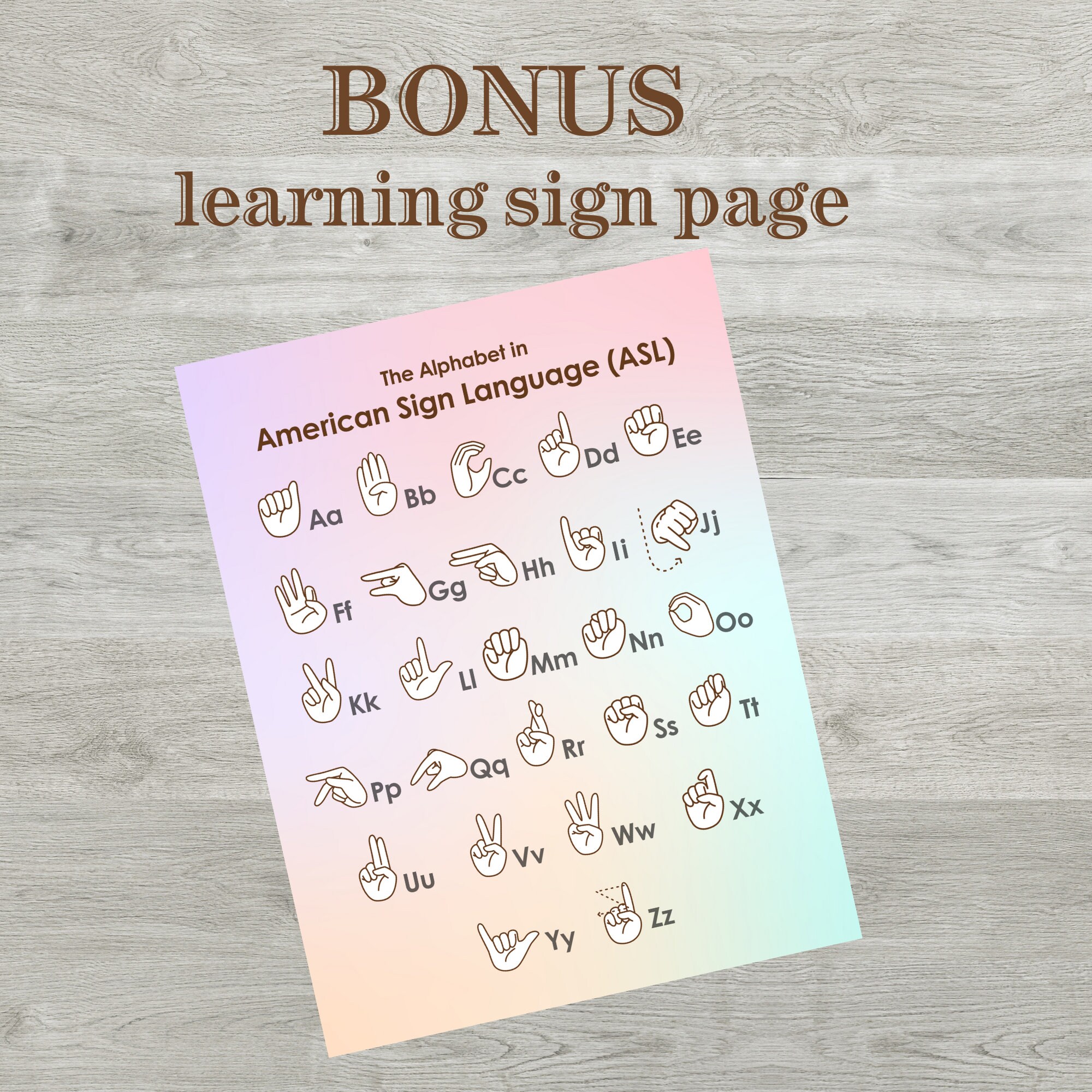 ASL Alphabet Flashcards Printable Set, Sign Language Hand Gestures ...