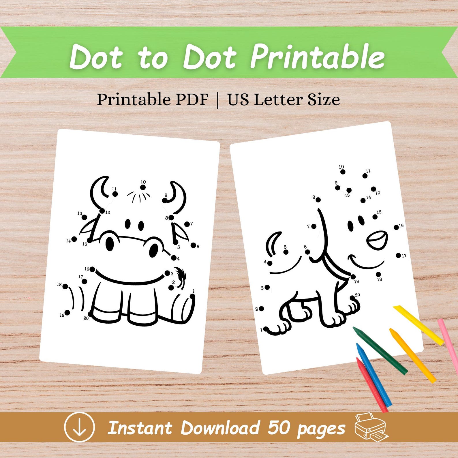 Farm Animals Dot to Dot Coloring Pages: Fine Motor Skills (PDF) - Etsy