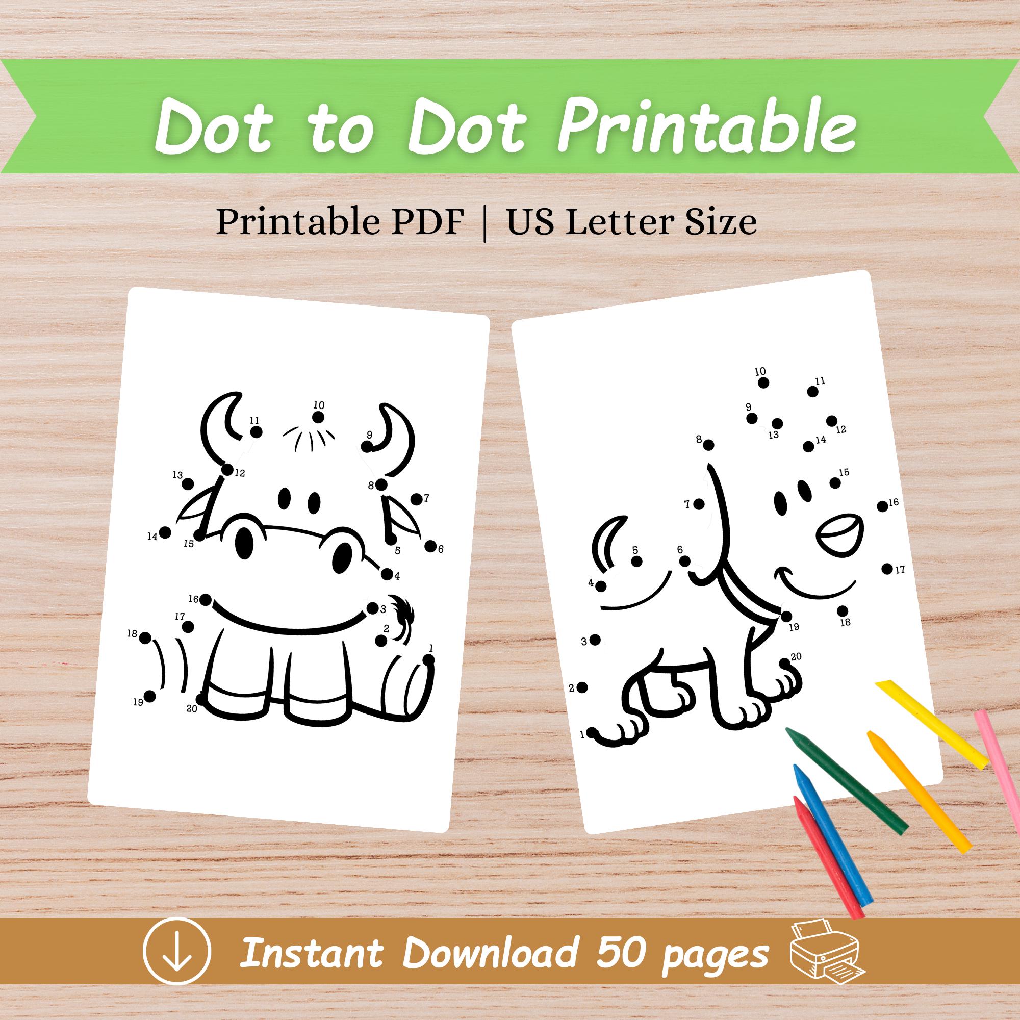 Farm Animals Dot to Dot Coloring Pages, Fine Motor Skills Connect Dots ...