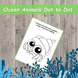 Ocean Animals Dot to Dot Printables, Cute Animals Connect Dots Coloring ...