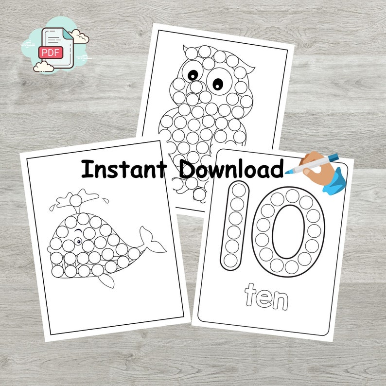 Dot Marker Coloring Page With Alphabet and Number, Fine Motor Skills ...
