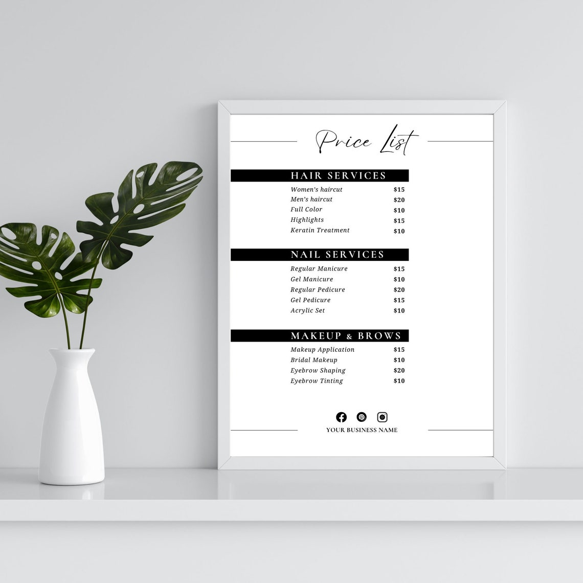 Editable Salon Price List Template: Modern Minimalist Design (PDF) - Etsy