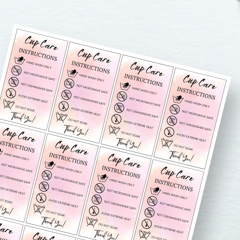 Tumbler Cup Care Instructions: Printable Wash Guide (PDF) - Etsy