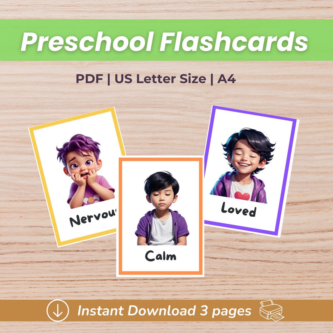 Feeling and Emotion Flashcards Printables: Feelings Learning Cards ...