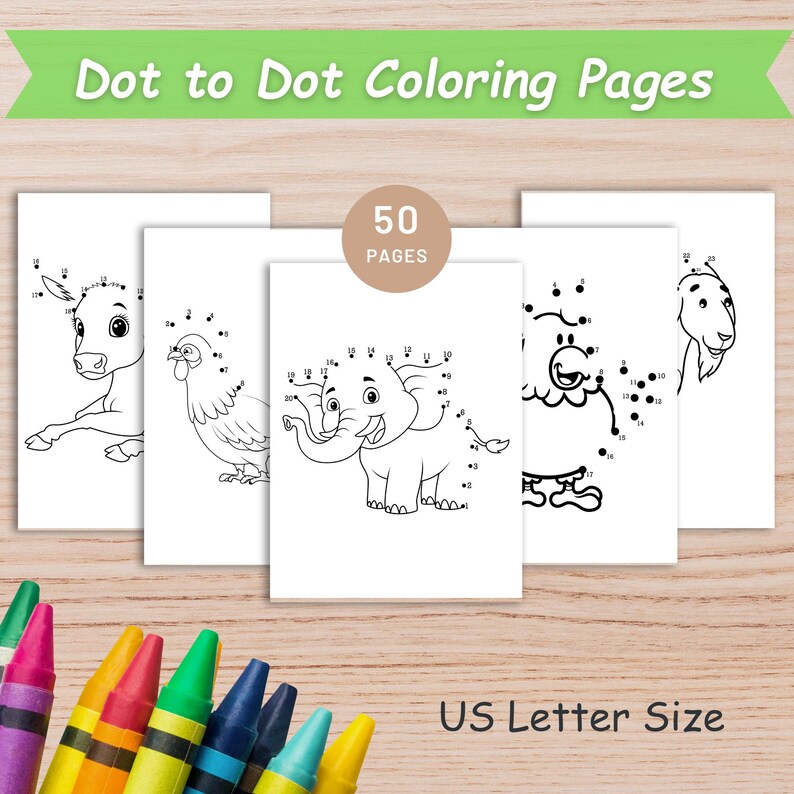 Farm Animals Dot to Dot Coloring Pages, Fine Motor Skills Connect Dots ...