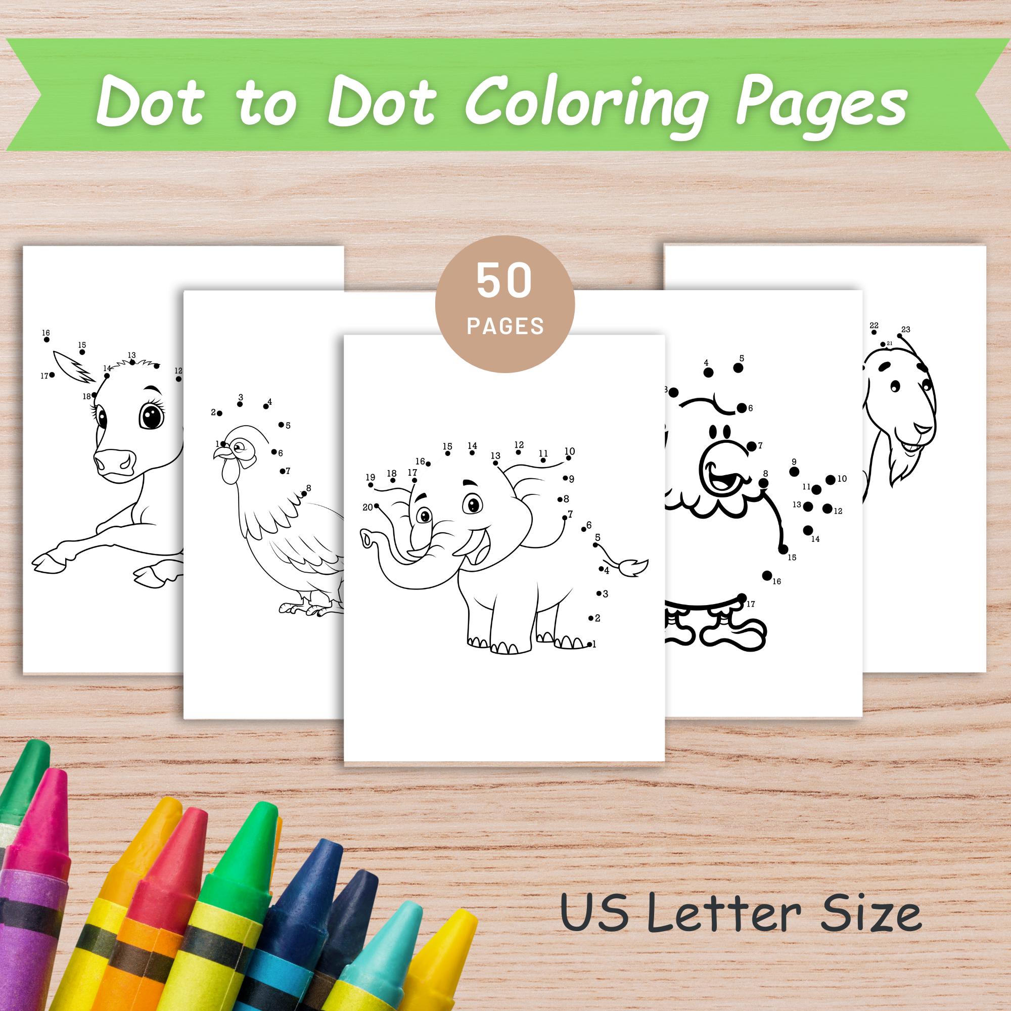 Farm Animals Dot to Dot Coloring Pages, Fine Motor Skills Connect Dots ...