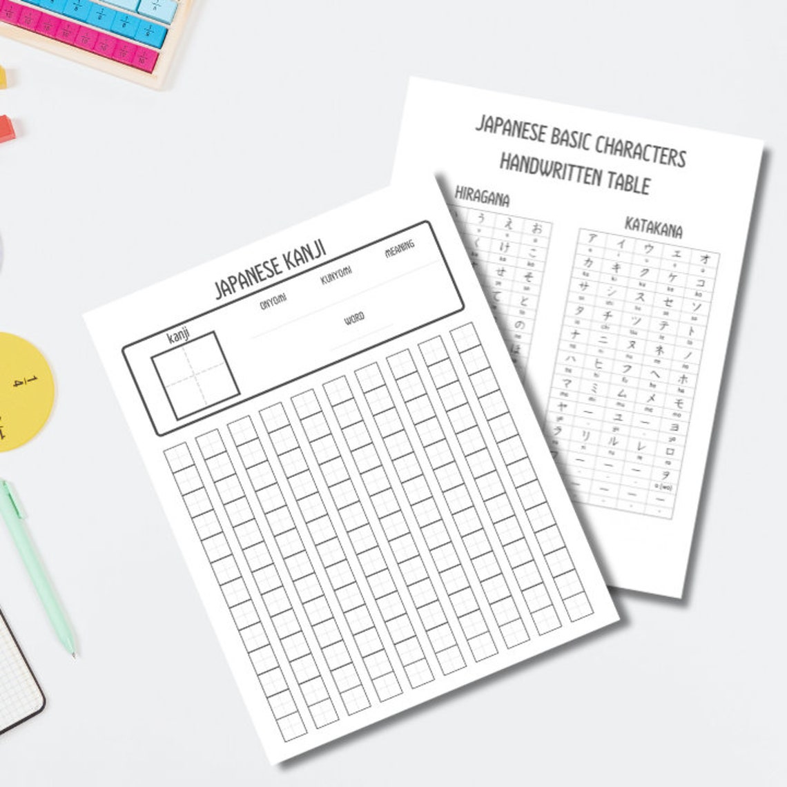 Kanji Handwriting Practice Worksheets, Japanese Characters Table ...