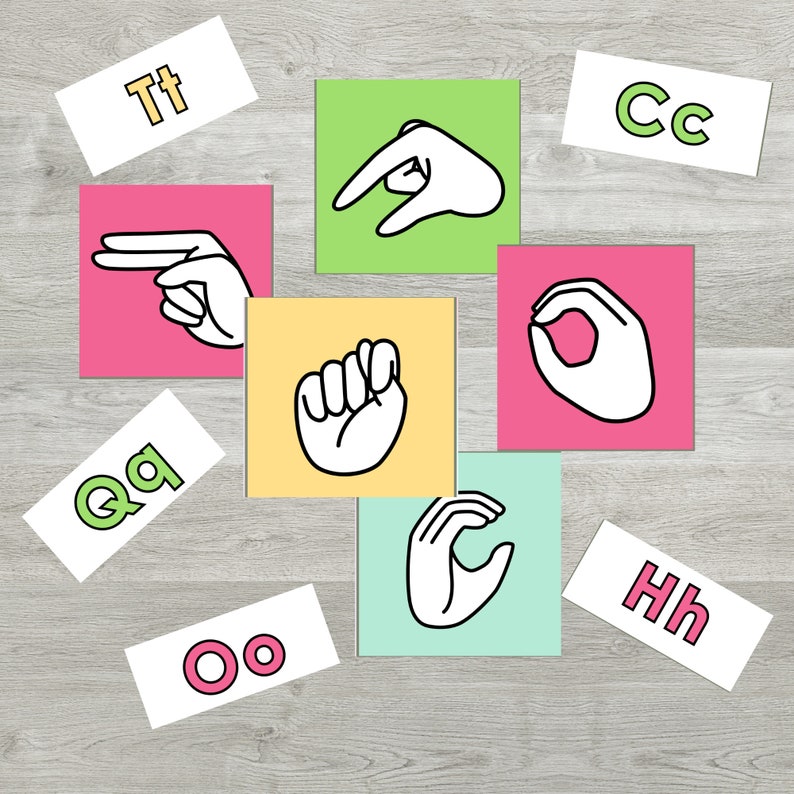 ASL Alphabet Flashcards Printable Set, Sign Language Hand Gestures ...