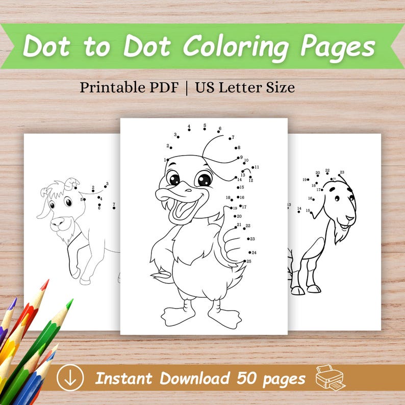 Farm Animals Dot to Dot Coloring Pages, Fine Motor Skills Connect Dots ...