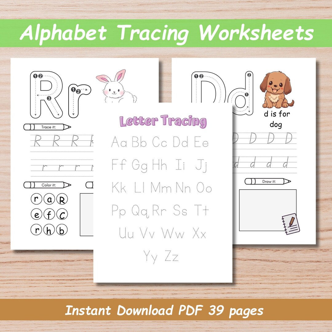 Alphabet Tracing Worksheets Printables, Traceable Alphabet Letters PDF ...