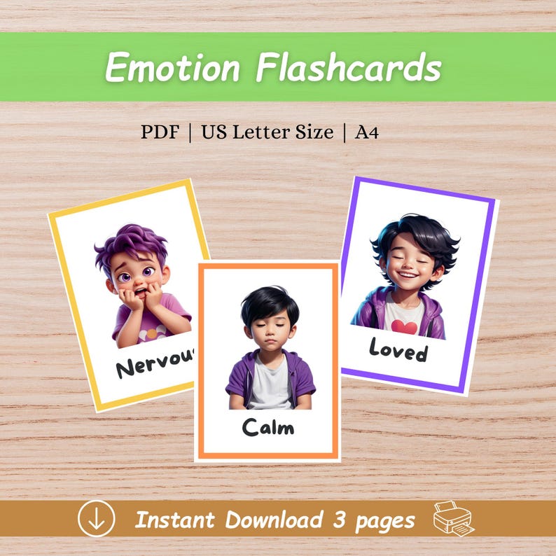 Emotion Flashcards, Printable Feelings Flashcards, Kids Emotions ...