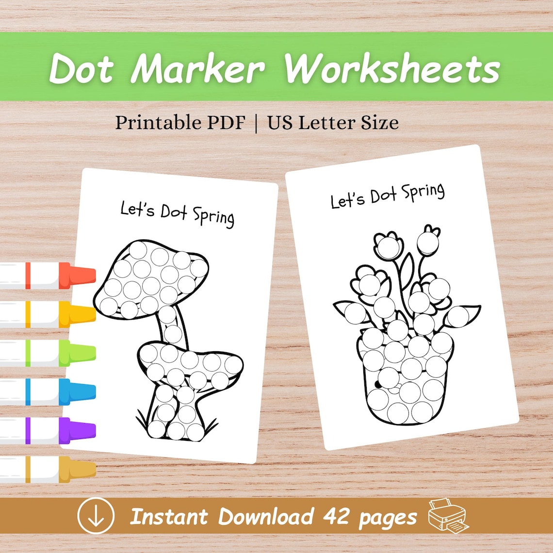 Dot Marker Coloring Pages: Fine Motor Skills Activity (42 US Letter ...