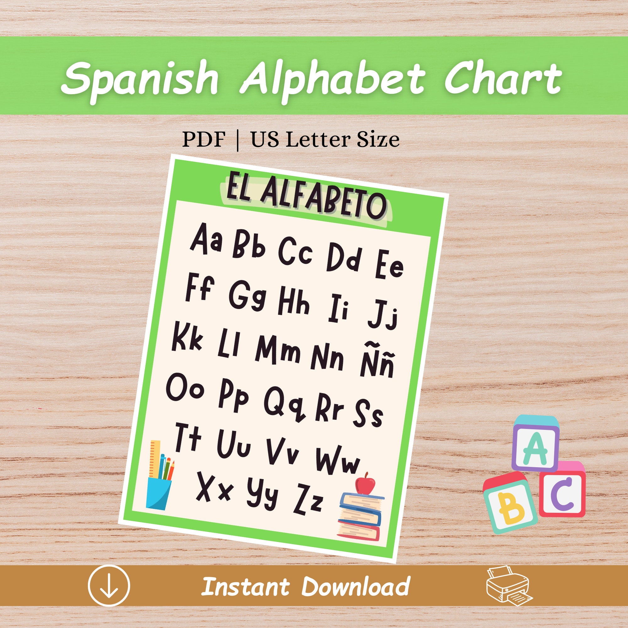 Spanish Alphabet Animals Flashcards, Learn Spanish ABC Abecedario ...
