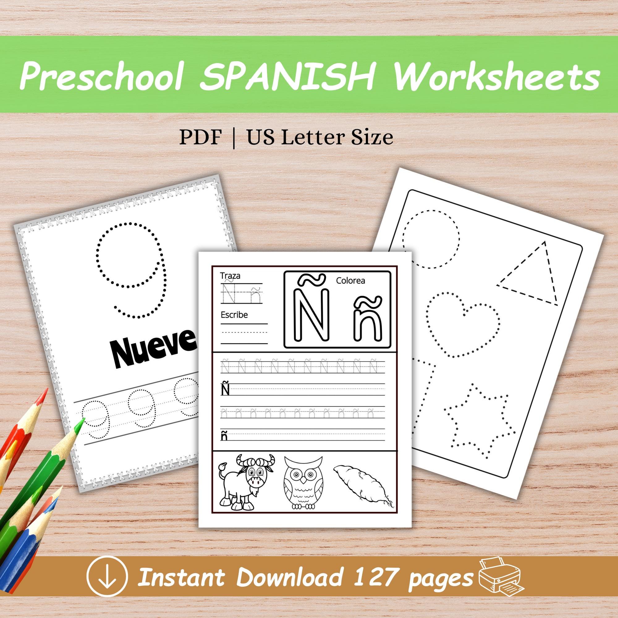 Homeschool Spanish Worksheets Bundle: Preschool Handwriting Practice ...