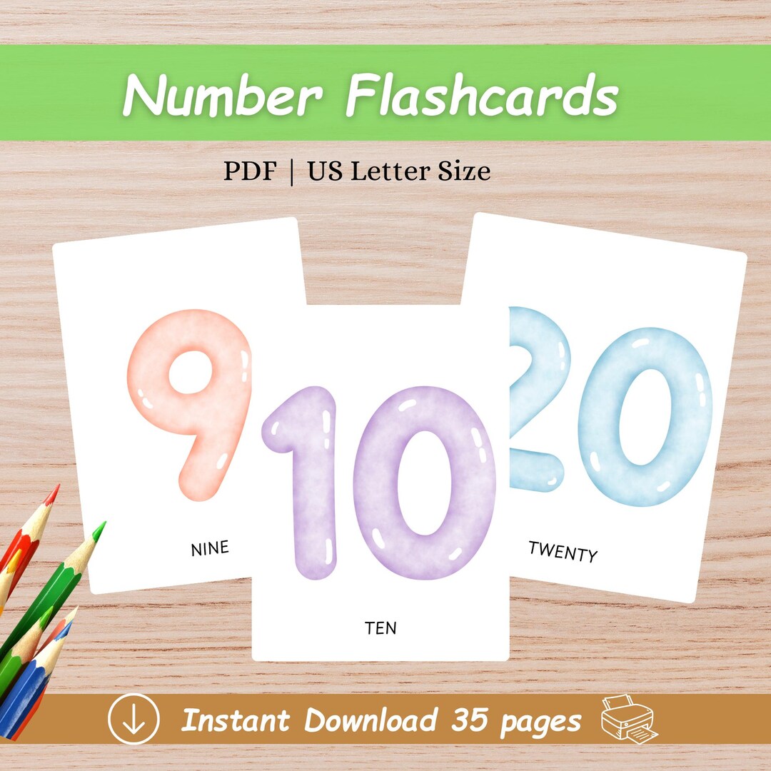 Learn to Count Printable Flashcards, Number Flashcards for Kids ...