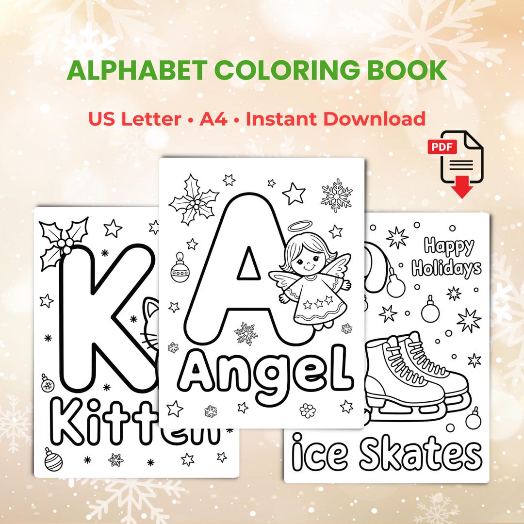 ABC Coloring Book, 26-page Alphabet, Preschool Kindergarten (PDF ...