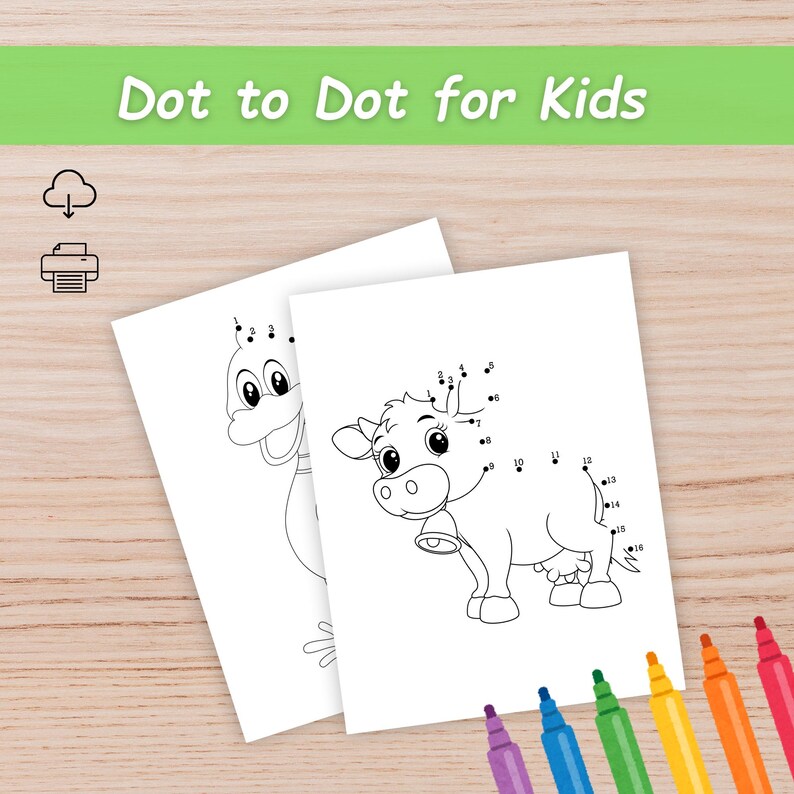 Farm Animals Dot to Dot Coloring Pages: Fine Motor Skills (PDF) - Etsy ...