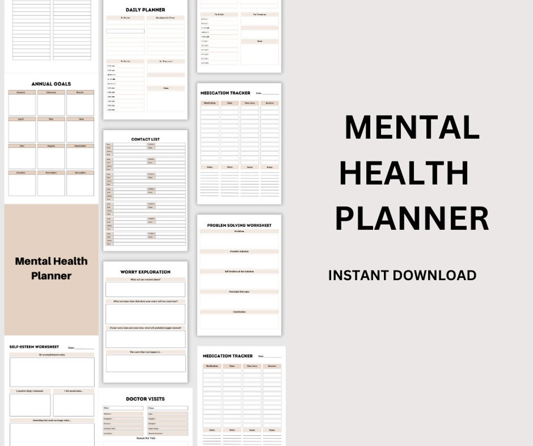 Mental Wellness Planner, Mental Health Plan, Anxiety Management, Mood ...