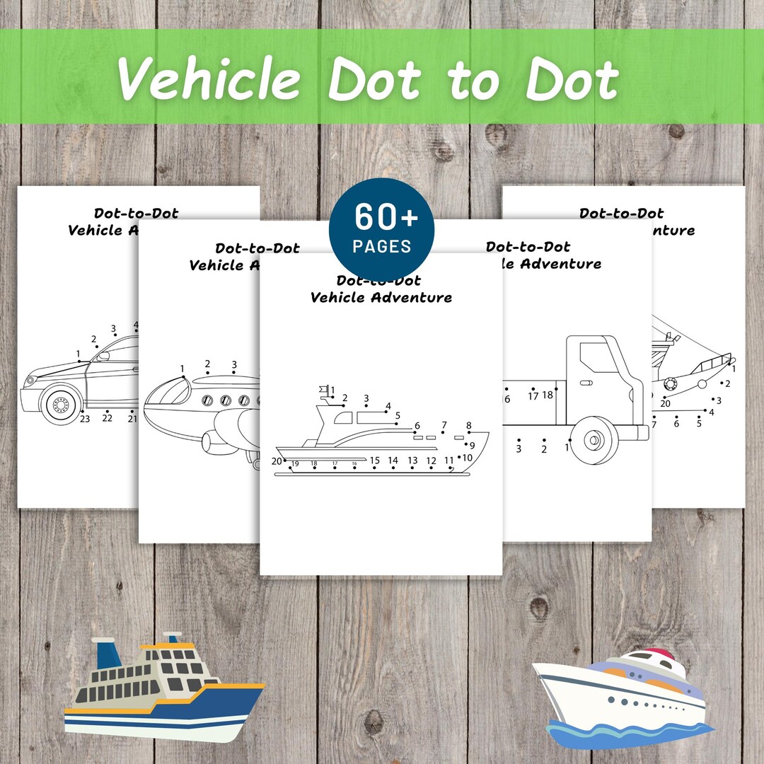 Vehicle Dot to Dot Worksheets, Preschool Fine Motor Skills Activity ...