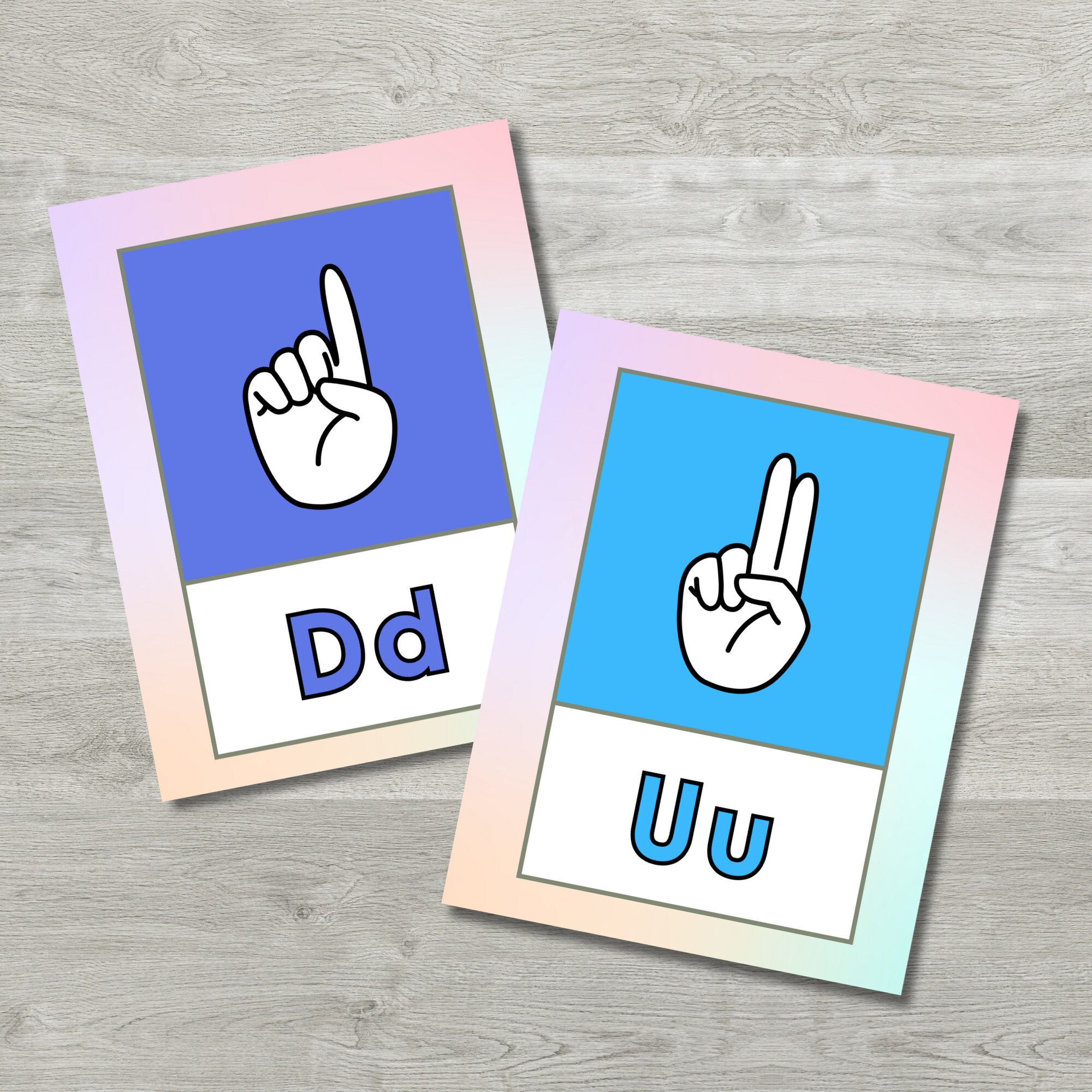 ASL Alphabet Flashcards Printable Set, Sign Language Hand Gestures ...