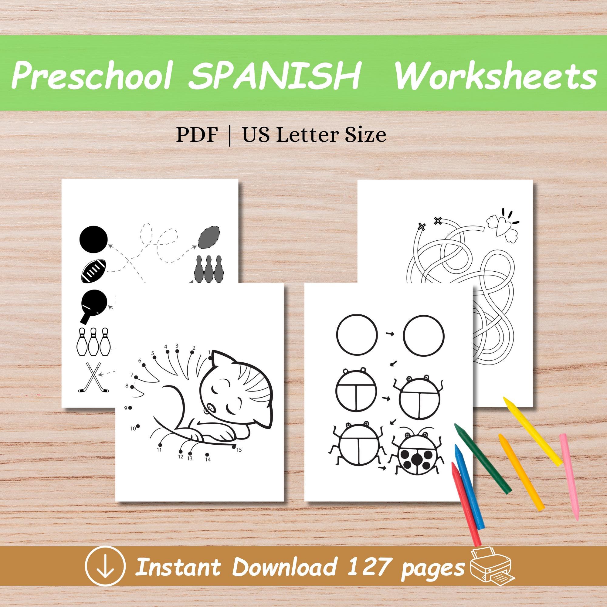 Homeschool Spanish Worksheets Bundle: Preschool Handwriting Practice ...