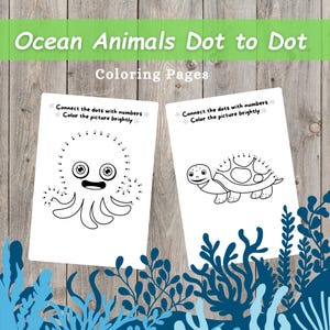 Ocean Animals Dot to Dot Printables, Cute Animals Connect Dots Coloring ...