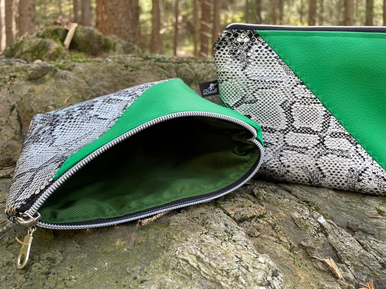 Green-leather-snakes-pattern, Noble Toilet Bag/cosmetic Bag - Etsy