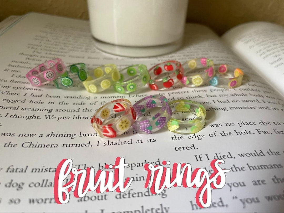 Fruit & Confetti Resin Rings - See Description for Customization ...