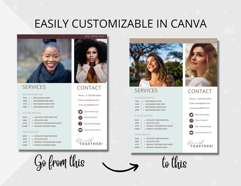 Social Media Influencer Rate Card Template Influencer Rate Card ...