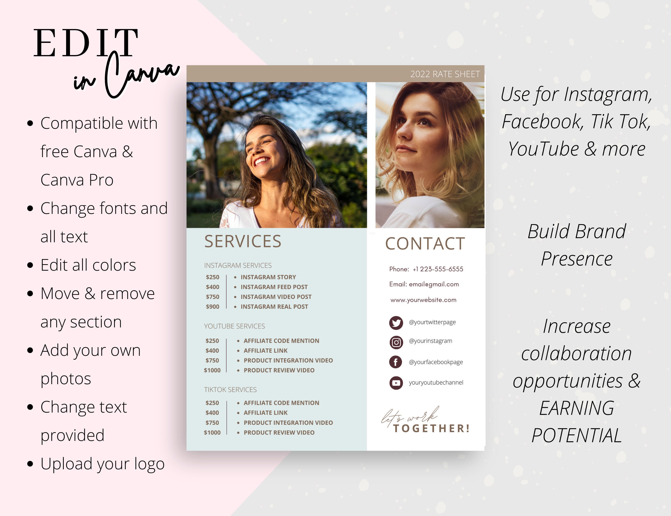 Social Media Influencer Rate Card Template Influencer Rate Card ...