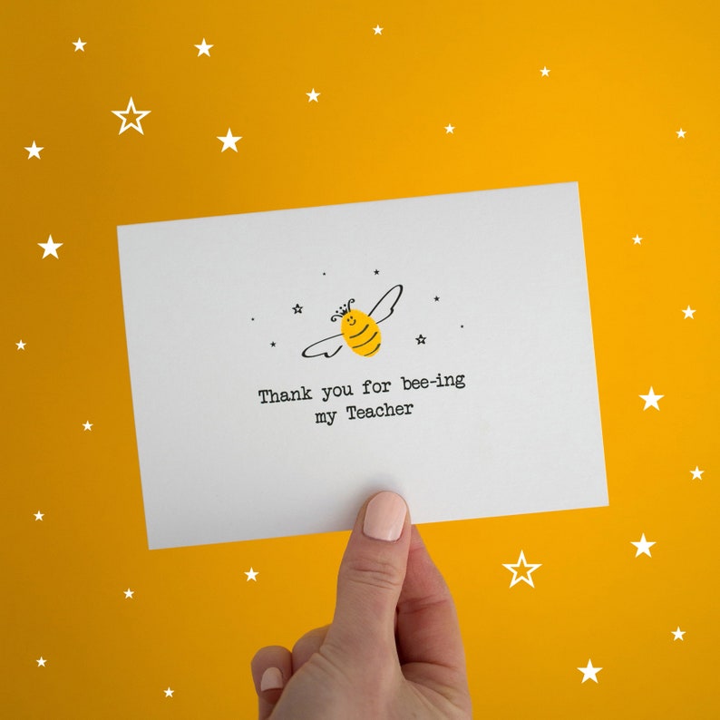 Cute Bee Teacher Card Thank You Teacher Card Kids Teacher Card Making ...
