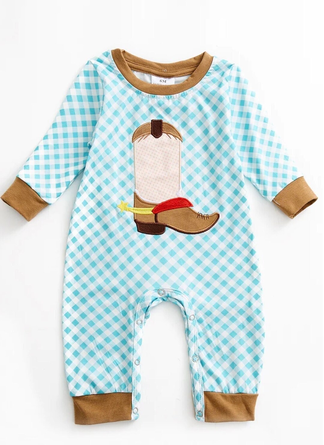 Baby Boy Romper: Cowboy Boot Appliqué Outfit - Etsy