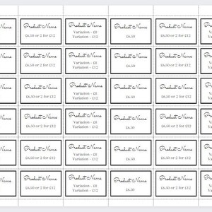 Mini Product Price Tag Template, 4.5x3cm, 36 per Sheet, Digital ...