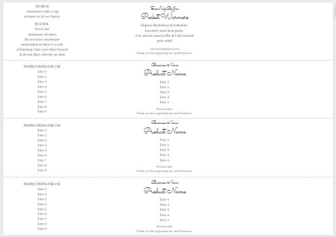 Editable Product Band Template, Medium Landscape Product Band, Belly ...