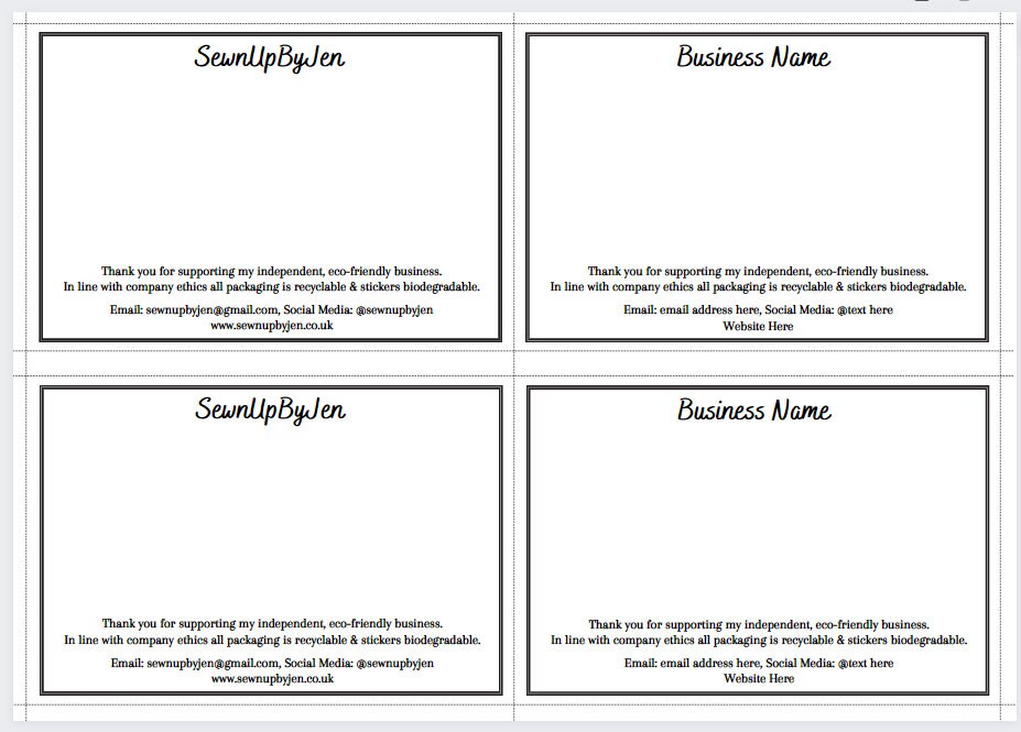 Large Comp Slip Template, Thank You Card, Digital Download, Craft ...