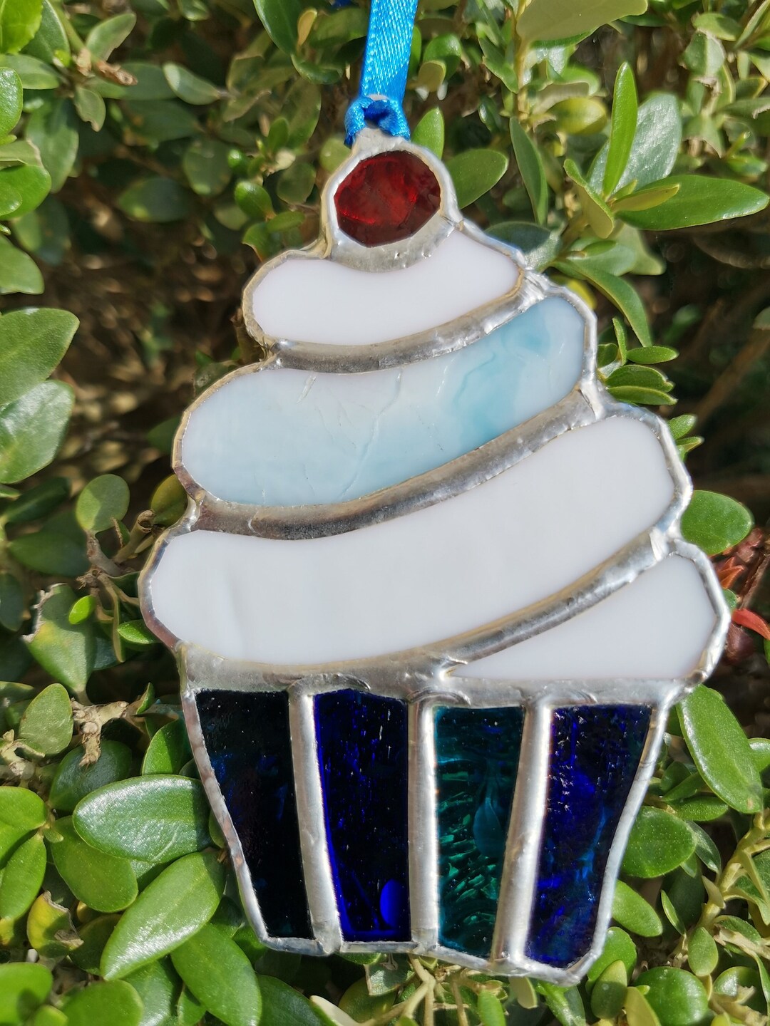 Blue Cupcake Stained Glass Suncatcher Lead-free - Etsy