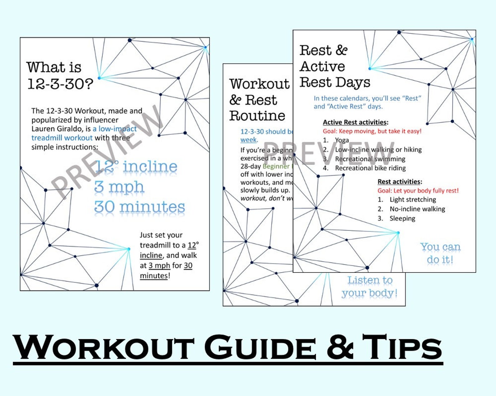 12-3-30 Workout Tracker Printable 30 or 100 Day Challenge - Etsy
