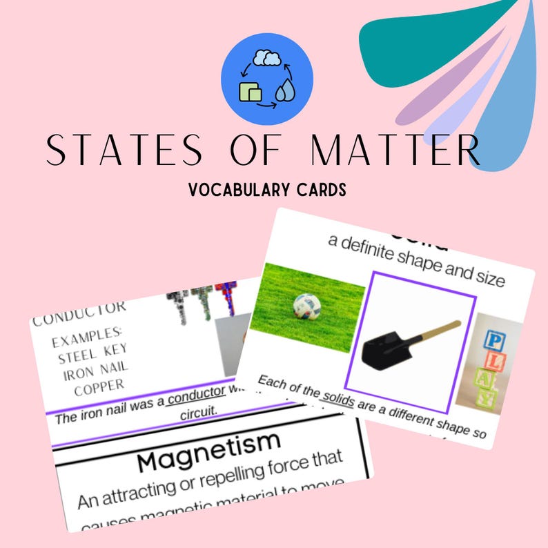 States of Matter Vocabulary Cards - Etsy