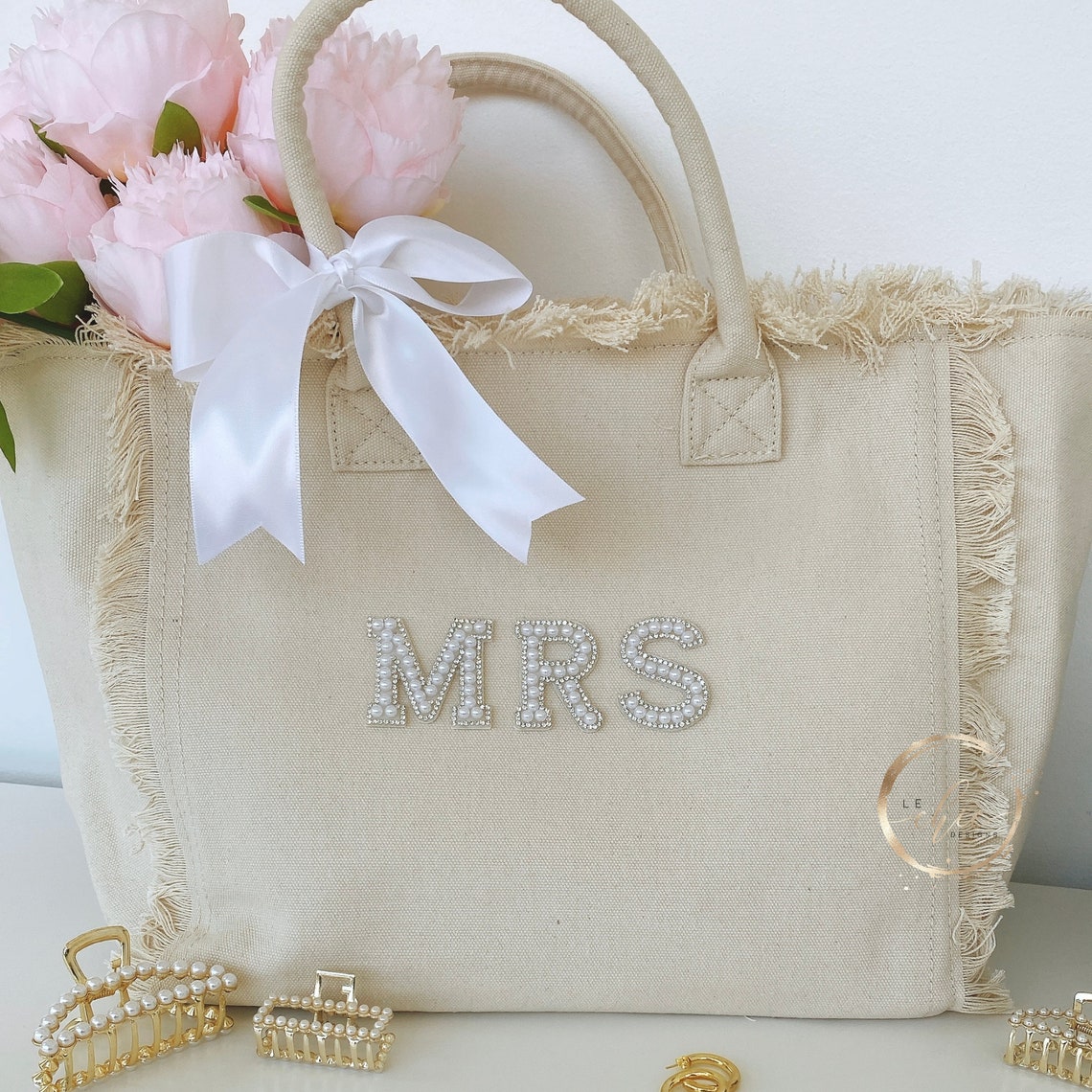 Mrs Tote-canvas Tote for Bride-gift for Bride-bag for Mrs-pearl Mrs Bag ...