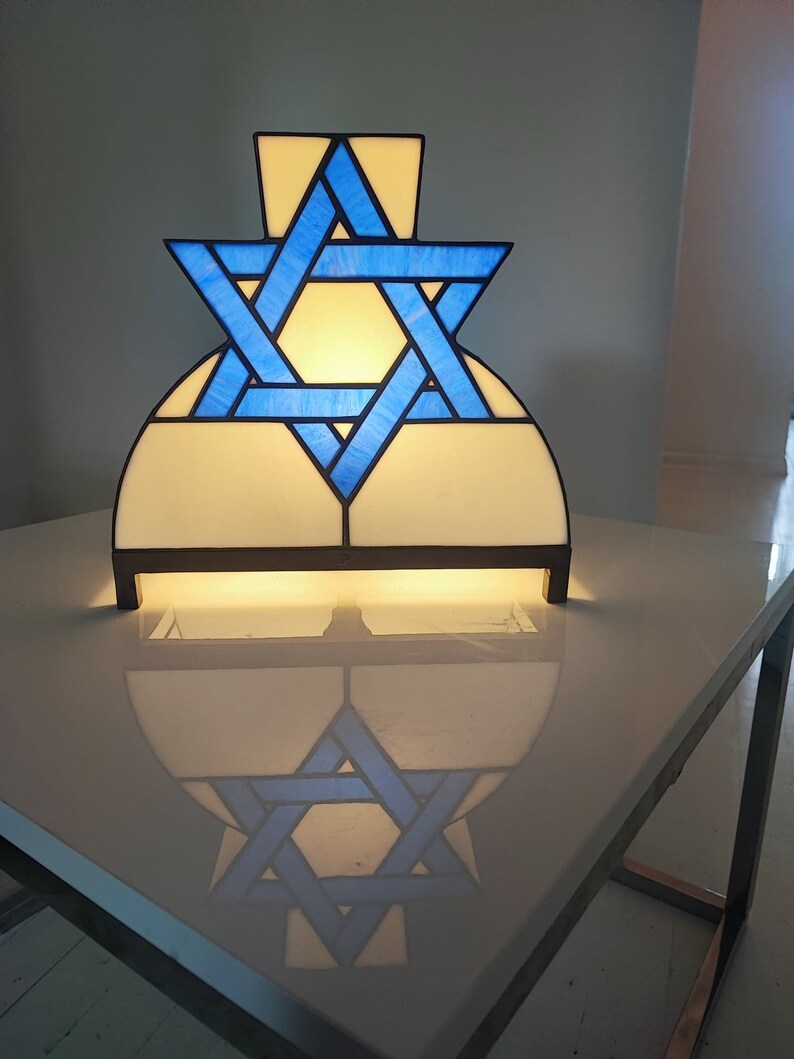 Jewish Art Deco Stained Glass Handmade Lamp Artistic (gift, Souvenir ...