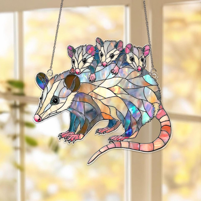 Opossum Mom Acrylic Suncatcher,opossum Window Hanging,opossum ...